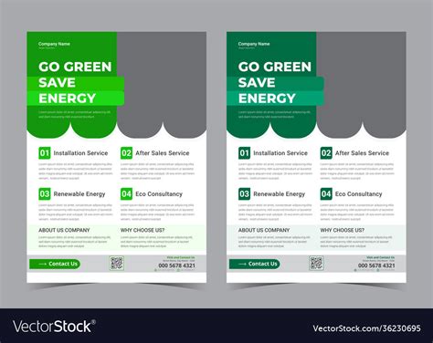 Green Energy Flyer Solar Power Template Royalty Free Vector