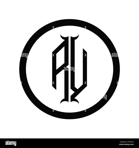 Vr Logo Monogram Letter With Hexagon Horn Shape Design Template Stock