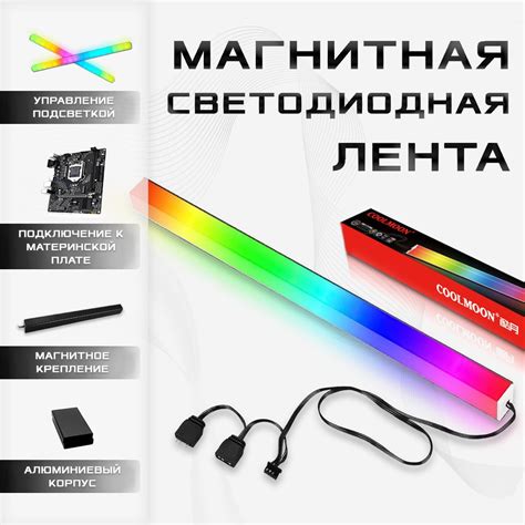 Световая панель для системного блока ПК светодиодная магнитная лента