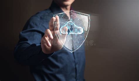 Shield And Cloud Storage From The Web Cyber Security Concept Stock