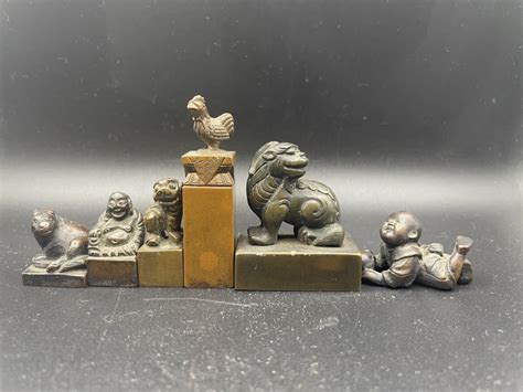 【やや傷や汚れあり】旧家整理品、銅印、馬鈕、獅子鈕、仏鈕、鶏鈕、印材、寿山石、中国美術、中国骨董、文房具、印鑑 、篆刻、置物、書道具、時代物