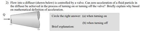 Solved Flow Into A Diffuser Shown Below Is Controlled Chegg