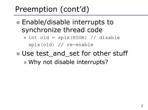 Preemption Set Timer Interrupts But Now Must Synchronize Two Tools