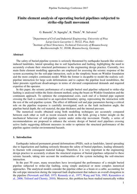 Pdf Finite Element Analysis Of Operating Buried Pipelines Subjected To Strike Slip Fault Movement