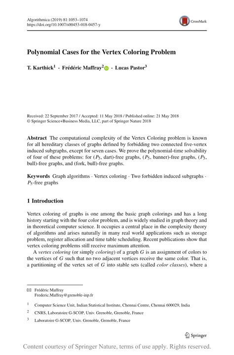 Polynomial Cases For The Vertex Coloring Problem Request Pdf