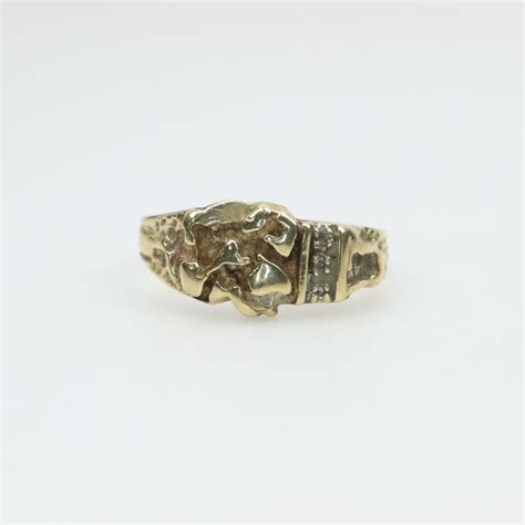 10kt Gold Nugget Ring Diamond Accents Property Room
