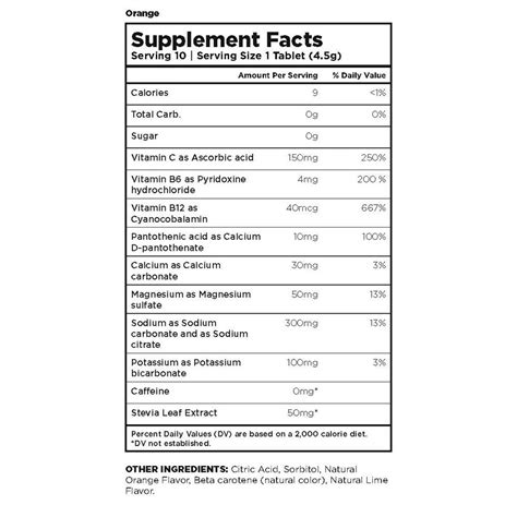Electrolyte Vitamin Fizz Tablets Orange 10 Tablets Co Bigelow