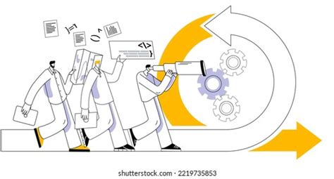 Development Team Follows Twisted Arrow Vector Stock Vector Royalty Free 2219735853 Shutterstock