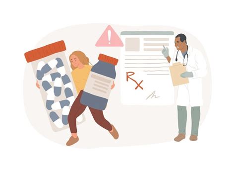 Abuso de medicamentos recetados concepto aislado ilustración vectorial