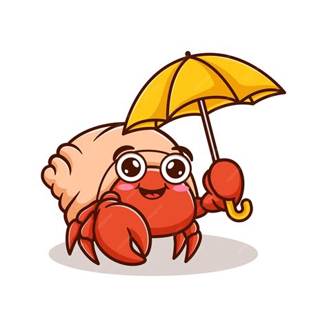 Premium Vector Cute And Kawaii Hermit Crab Cartoon Illustration