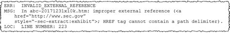 Invalid External Reference EDGAR Error