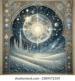 Art Nouveau Moon Sky Only Snowing Ai Generated Image 2389572359