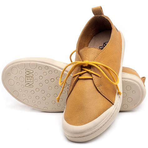Tênis Cano Baixo Em Couro Codigo 141076 Laranja Lima Shoes