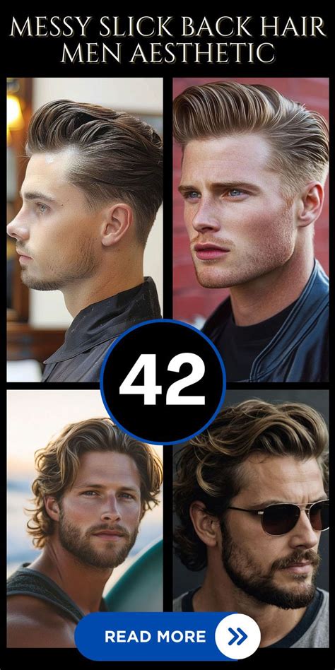 42 Messy Slick Back Hair Men Aesthetic Ducktail Beard Fall Hair Cuts