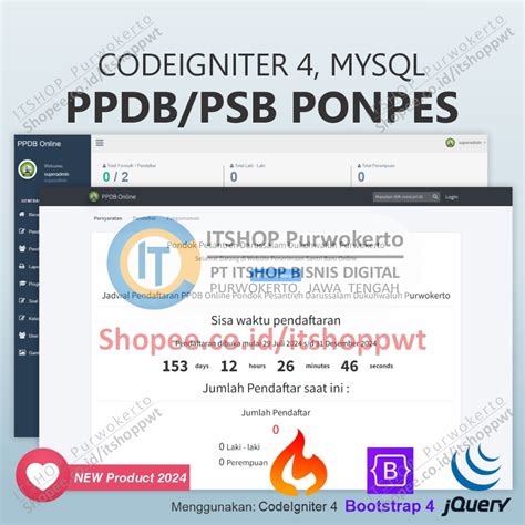 Jual Source Code Aplikasi Web Ppdb Pondok Pesantren Psb Ponpes Menggunakan Codeigniter 4 Ci4