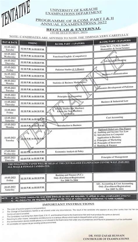 Uok Bcom Regular And External Annual Exams 2022 Date Sheet Resultpk