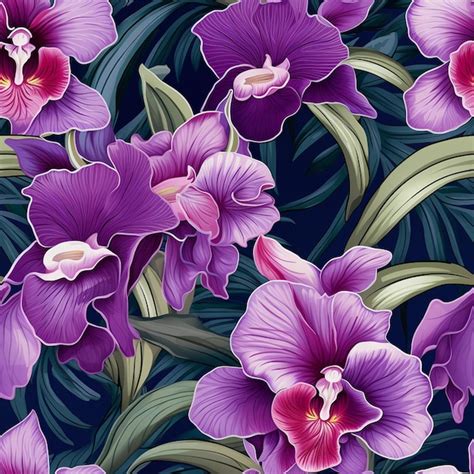 Flores Moradas Con Hojas Verdes Y Hojas Moradas En El Fondo Vector