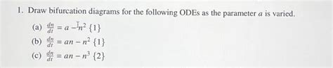 Solved 1 Draw Bifurcation Diagrams For The Following Odes