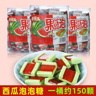 小光头西瓜果冻泡泡糖桶装8090后怀旧零食散装口香糖软糖大量批发 阿里巴巴