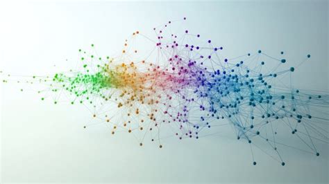 Colorful Abstract Network Interconnected Nodes Lines Creating Dynamic