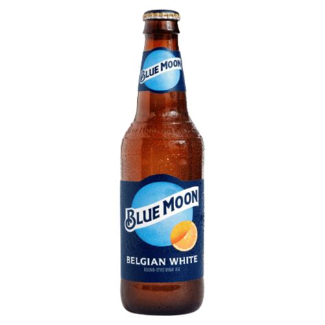 Blue Moon Bottle Blue Moon Belgian White Beer In Sand On Sunny Day