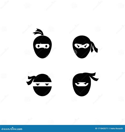 Ninja Warrior Icon Simple Black Ninja Head Logo Illustration Stock