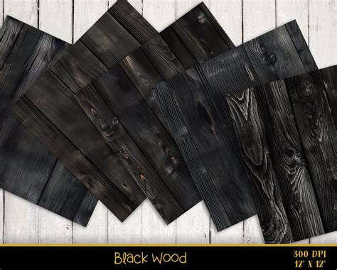 Black Wood Textures Digital Paper Seamless Rustic Planks Digital