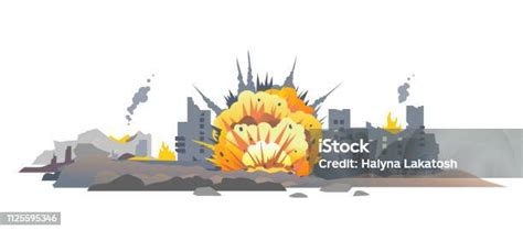 도시에서 폭탄 폭발 우크라이나에 대한 스톡 벡터 아트 및 기타 이미지 우크라이나 개념 건축하기 Istock
