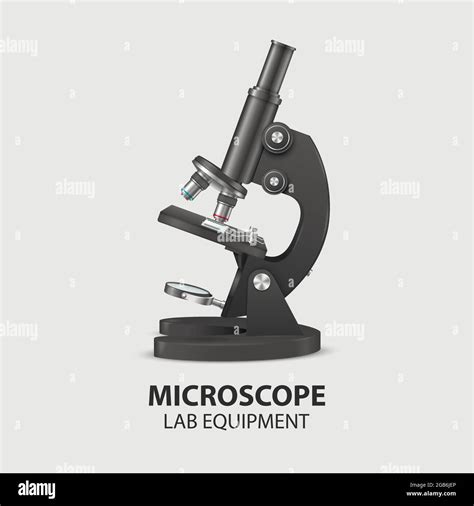 Microscope Parts Structure Anatomy Vector 3d Realistic Black Laboratory Microscope Isolated On