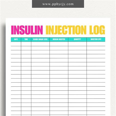 Insulin Injection Log Printable Template