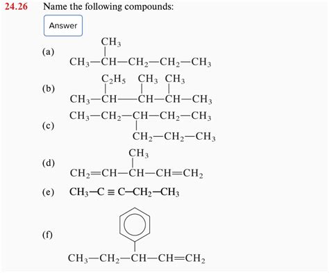 Solved Name The Following Compounds 24 26 Answer Ch3 Ch3