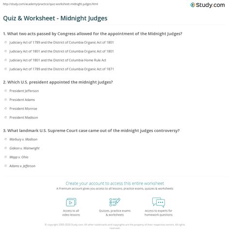 Quiz And Worksheet Midnight Judges