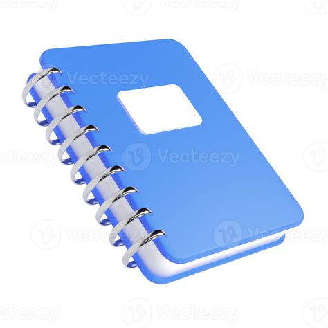 3d Blue Cute Empty Notepad Book Stationery For School Isolated