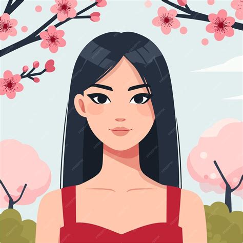 Premium Vector A Flat Illustration Of Asian Woman