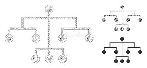 script tree vector mesh wire frame model and triangle mosaic icon stock