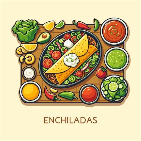 Premium Vector Vector Food Illustration Of Enchiladas Mexican Food