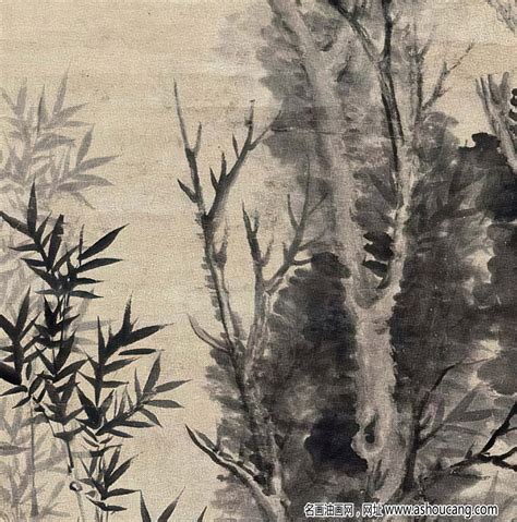 恽寿平国画 竹石寒林 高清大图下载 名画油画网