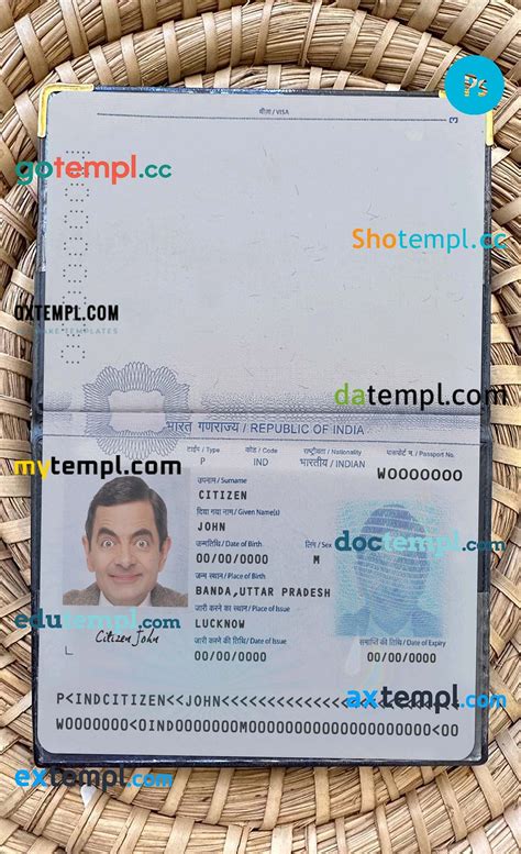 Sample India Passport Psd Files Scan And Photo Look Templates 2 In 1