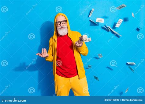 Photo Of Handsome Cool Mature Man In Glasses Millionaire Hold Money