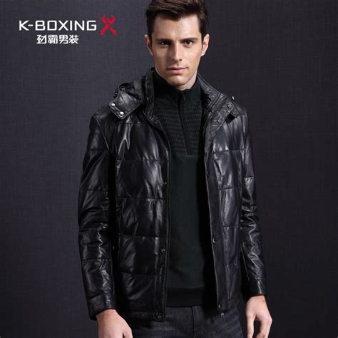 劲霸男装皮羽绒服 冬季加厚水貂毛领外套 男士真皮皮衣bplx4202劲霸男装国际茄克城