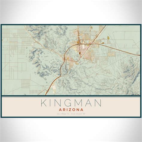 Kingman Arizona Map Print In Woodblock — Jace Maps