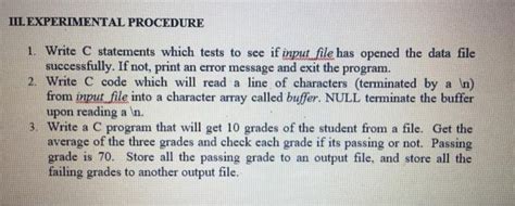solved hil experimental procedure a 1 write c statements