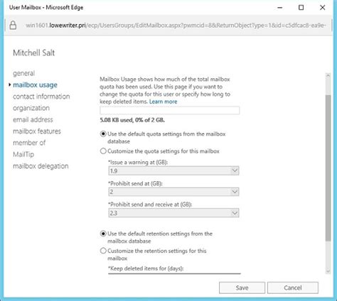 Network Administration How To Set Mailbox Storage Limits In Microsoft