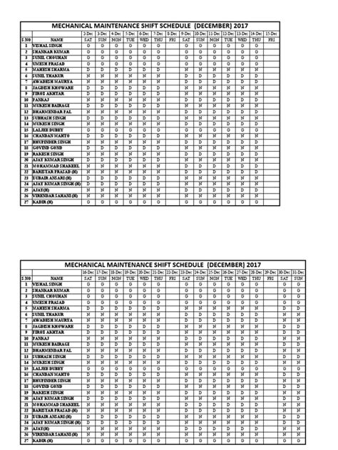 Shift Schedule Pdf