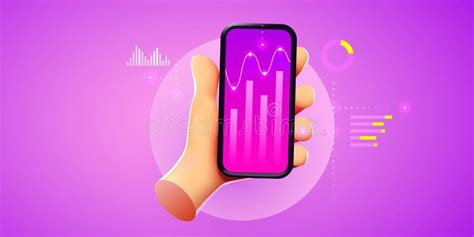 Mobile Technology Concept Market Trend Graphs Analysis On Smartphone