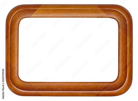 Natural Wooden Frame In Modern Style With Rounded Corners Isolated On