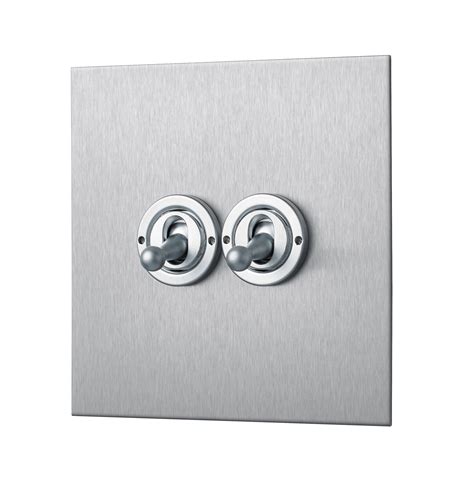 Classic Square Edge Double Way Toggle Switch In Satin Stainless Steel Wandsworth Electrical