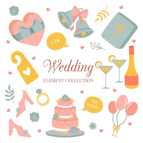 Elemento De Boda Dibujado A Mano Vector Premium