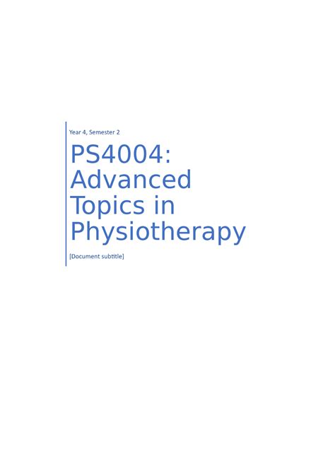 Old Notes Lecture Summaries Year 4 Semester 2 Ps4004 Advanced