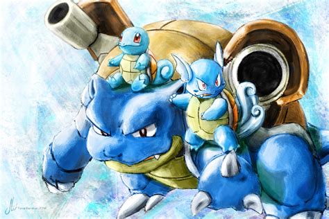 Squirtle Wartortle Blastoise Pokemon Poster Print